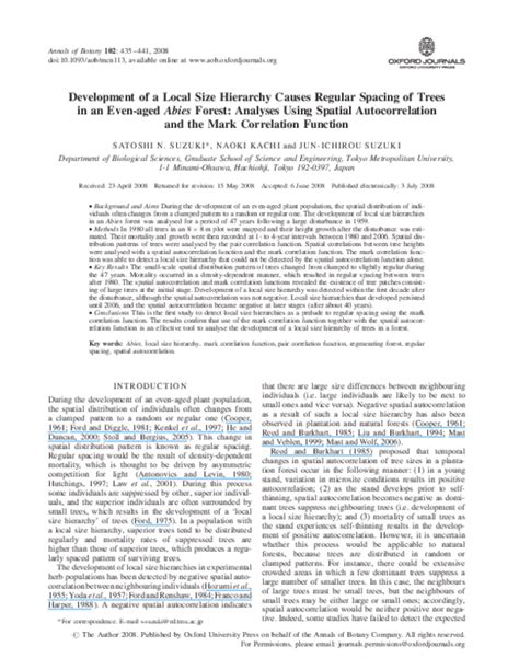 Pdf Local Size Hierarchy And Tree Spacing In Abies