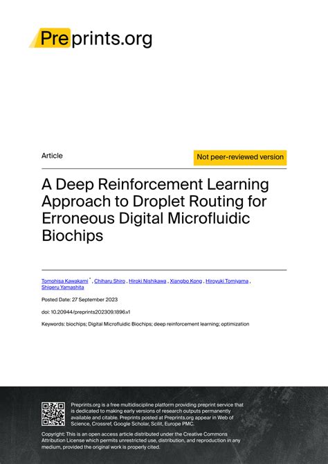 Pdf A Deep Reinforcement Learning Approach To Dropletrouting For Erroneous Digital