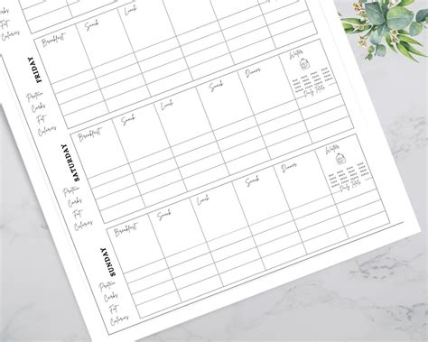 Macro Tracker Daily Macro Tracker Weekly Macro Tracking Sheet Instant Download Letter Size