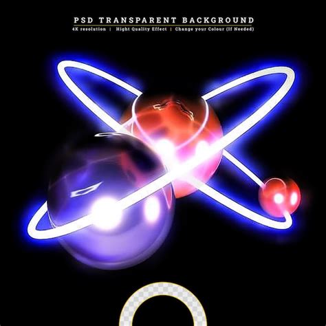Premium Psd Metal Structure Of Atom On A Black Background