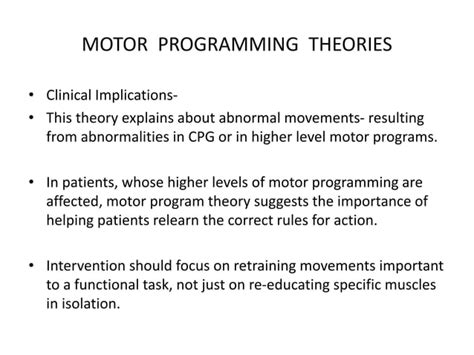 Theories Of Motor Control PPTX Physical Therapy Wellness