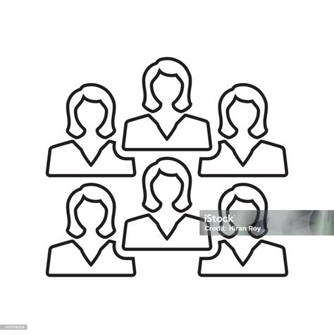 Female Group Management Outline Icon Line Art Vector Stock Illustration Download Image Now