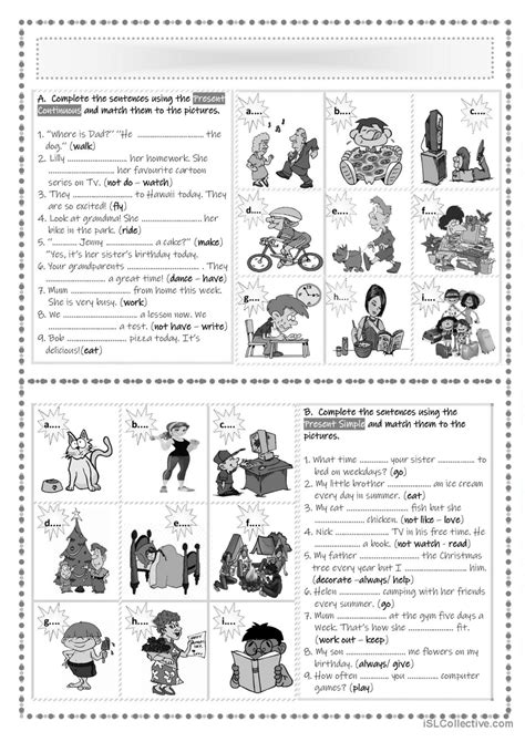 PRESENT SIMPLE and CONTINUOUS 2 Deutsch DAF Arbeitsblätter pdf doc