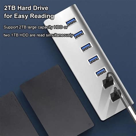 Aluminum Alloy USB 3 0 HUB 7 Ports High Speed Multi Splitter Adapter Up To 5Gbps Docking Station