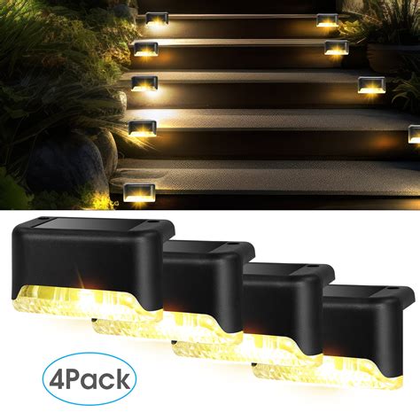 Solar Deck Lights Outdoor 4 Pack Solar Step Lights Waterproof Led