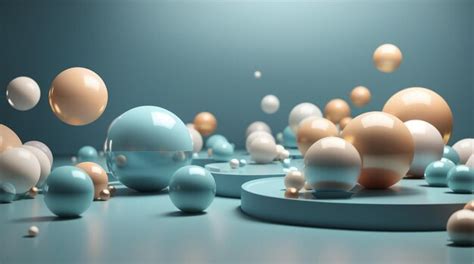 Floating Spheres 3d Rendering Empty Space Premium Ai Generated Image