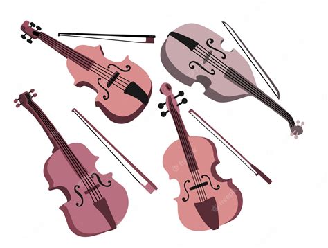 Premium Vector Set Of Violin Cartoon Classical String Musical Instrument