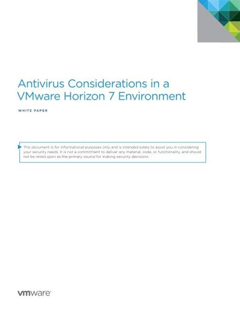 Antivirus Considerations In A Vmware Horizon 7 Environment