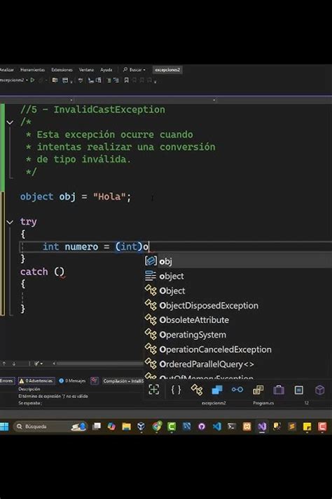 ejemplo de invalidcastexception csharp microsoft net youtube