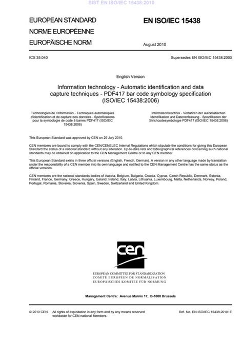 EN ISO IEC 15438 2010 Information Technology Automatic Identification And Data Capture