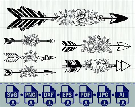 Arrow Svg File Arrow Cut File Arrow With Flowers Svg Arrow Floral Svg Ethnic Arrow Svg Boho
