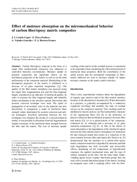 Pdf Effect Of The Interphase Microstructure On The Behavior Of Carbon Fiber Epoxy Resin Model