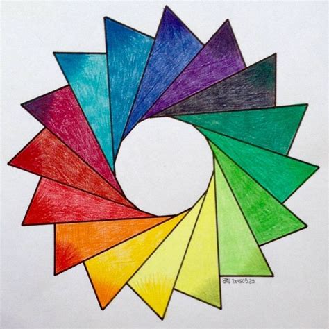 Spiral Fibonacci Sequence With Colored Pencils