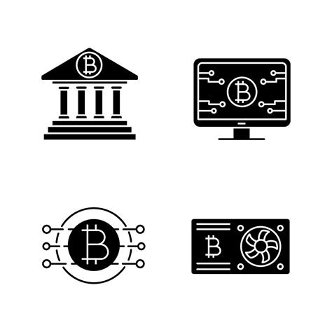Bitcoin Cryptocurrency Glyph Icons Set Online Banking Bitcoin Official Web Page Graphic Card