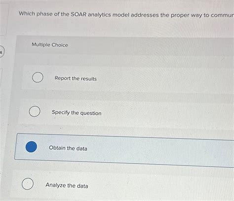Solved Which Phase Of The Soar Analytics Model Addresses The