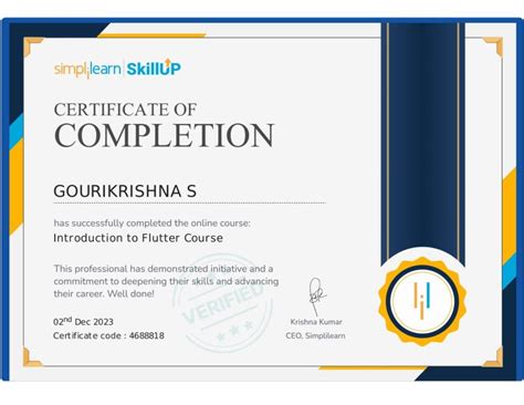 gourikrishna s on linkedin flutter mobiledevelopment certificationcomplete simplilearnjourney