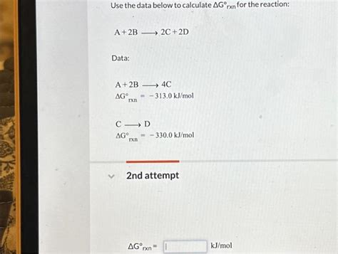 solved use the data below to calculate Δg∘r×n for the