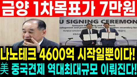 금양 주가전망 🔴10만원부터 시작한다 4600억 나노테크 시작에 불과했다 대한민국 2차전지 테슬라가 밀어준다 중국 견제31건 추가 Youtube