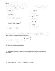 Logarithms Pdf Name Module Written Assignment Logarithms Exponential And