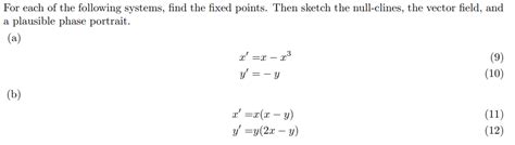 solved for each of the following systems find the fixed