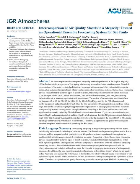Pdf Intercomparison Of Air Quality Models In A Megacity Toward An Operational Ensemble