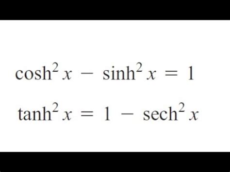 Hyperbolic Identity Sinhx And Coshx YouTube
