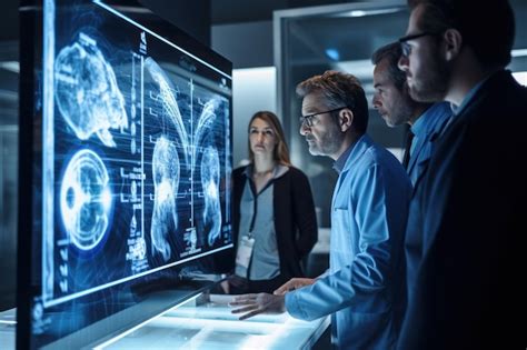 Premium Ai Image A Team Of Doctors In A Hospital39s Radiology Department On A Large Monitor