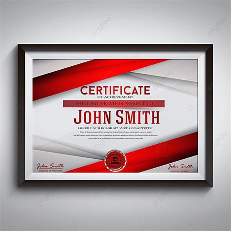 แม่แบบประกาศนียบัตรประกาศนียบัตรสีแดงและสีทองที่มีความหรูหราและสไตล์ที่ทันสมัย ดาวน์โหลดเทมเพลต