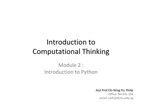 Lecture 2 Introduction To Python Pdf Programming Languages Computing