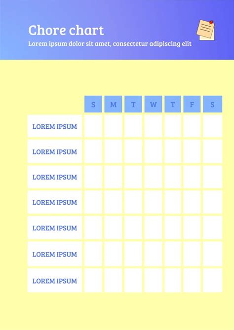 Free Chore Chart Template For Google Docs