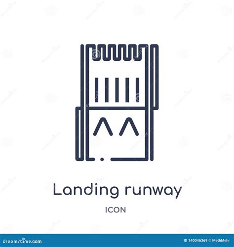 Linear Landing Runway Icon From Airport Terminal Outline Collection Thin Line Landing Runway