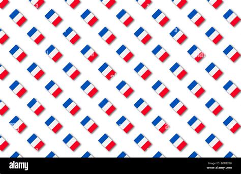 seamless pattern of the flags of france in diagonal rows on a white
