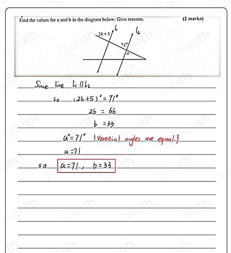 Solved Find The Values For A And B In The Diagram Below Give Reasons Marks Others