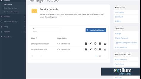 Create Email Account Client Area • Extilum Knowledgebase