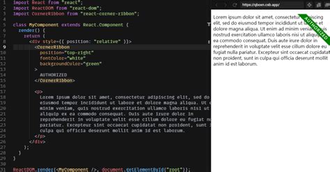 react corner ribbon demo forked codesandbox