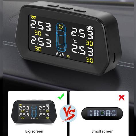 Newest Smart Alarm Tire Pressure Sensor Solar Led Large Screen Tire Pressure Monitor Tpms Tire