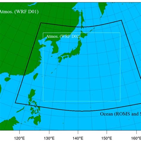 Domains Of Wrf D And D Two Way Nested Roms And Swan Models
