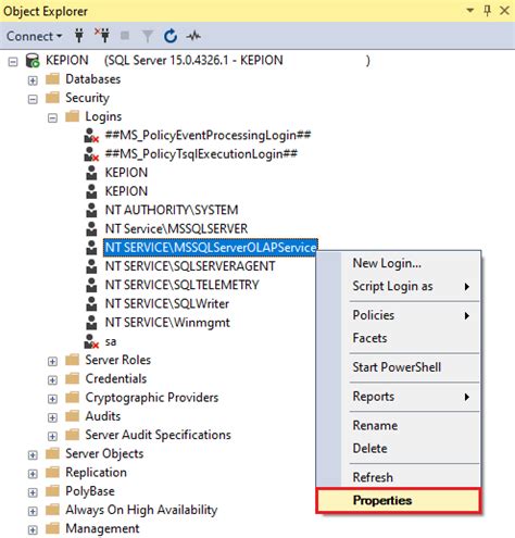 Setup Guide Part 3 Set Database Permissions For Ssas Si Kepion Support Center