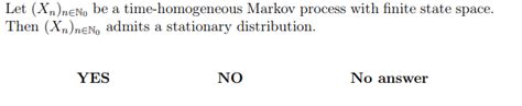 Solved Let Xn N∈n Be A Time Homogeneous Markov Process With
