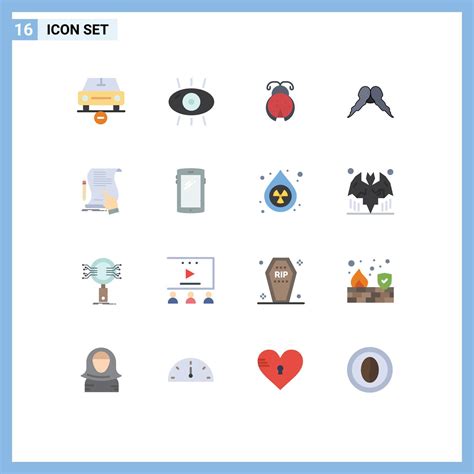 Pictogram Set Of 16 Simple Flat Colors Of Male Hipster Form Moustache Ladybug Editable Pack Of