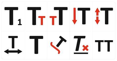 A Set Of 10 Editing Tools Icons As Subscript Font Size Text Size