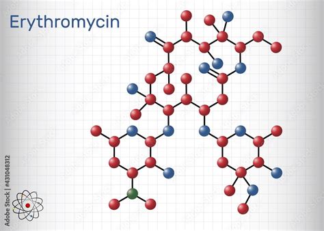 Erythromycin Molecule It Is Bacteriostatic Antibiotic Drug Belongs To The Macrolide Group