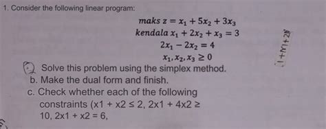 Solved Consider The Following Linear Program ﻿maks