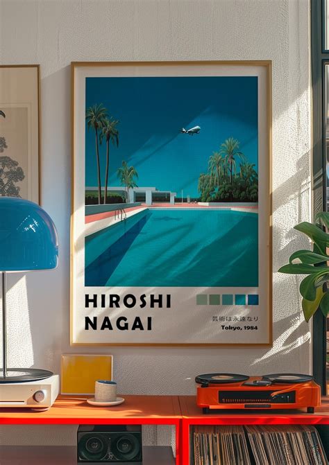 Tropical Poolside Hiroshi Nagai Poster Airplane Summer Art 80s City