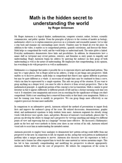Math Is The Hidden Secret To Understanding The World Pdf