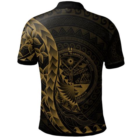 Marshall Islands Polo Shirt Custom Polynesian Pattern Style Gold Color