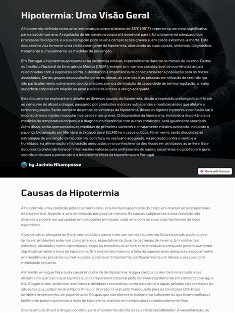 Hipotermia Uma Visao Geral 1 Pdf Hipotermia Coração