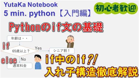 5min Python解説動画入門編第15回条件分岐の基礎 if else elif徹底解説 YouTube