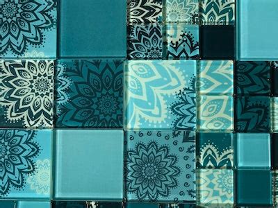 Teal Mandala Handmade Glass Tiles Set Hm Made By The Mosaic Store