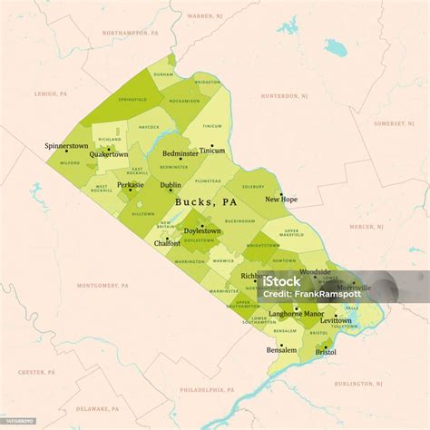 Pa Bucks County Vector Map Green Stock Illustration Download Image